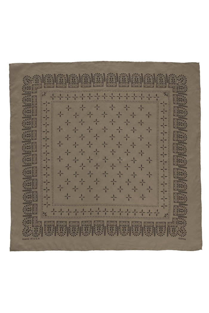(Impefect) 1930s Bandana, Regen Silk, Khaki