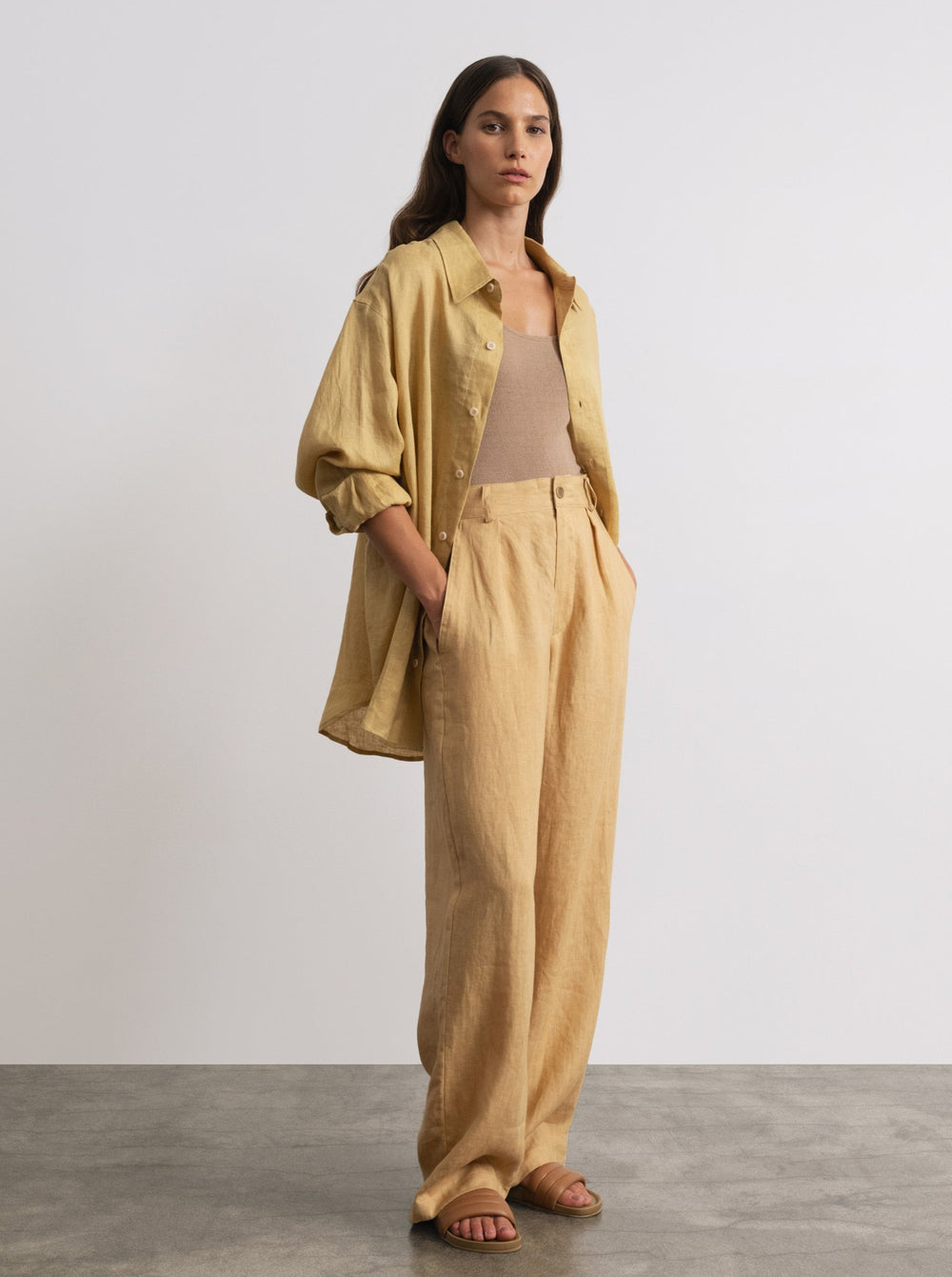 (Imperfect) Linen Trouser, Laundered Linen, Hay