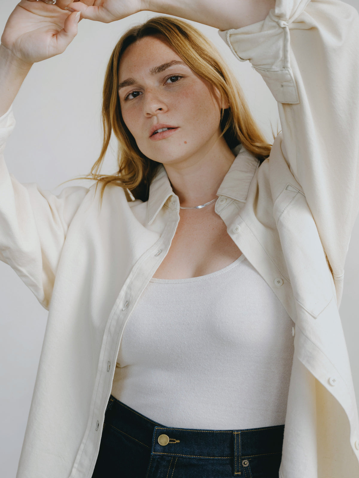 Denim Marcie Shirt, Broken Twill, Putty