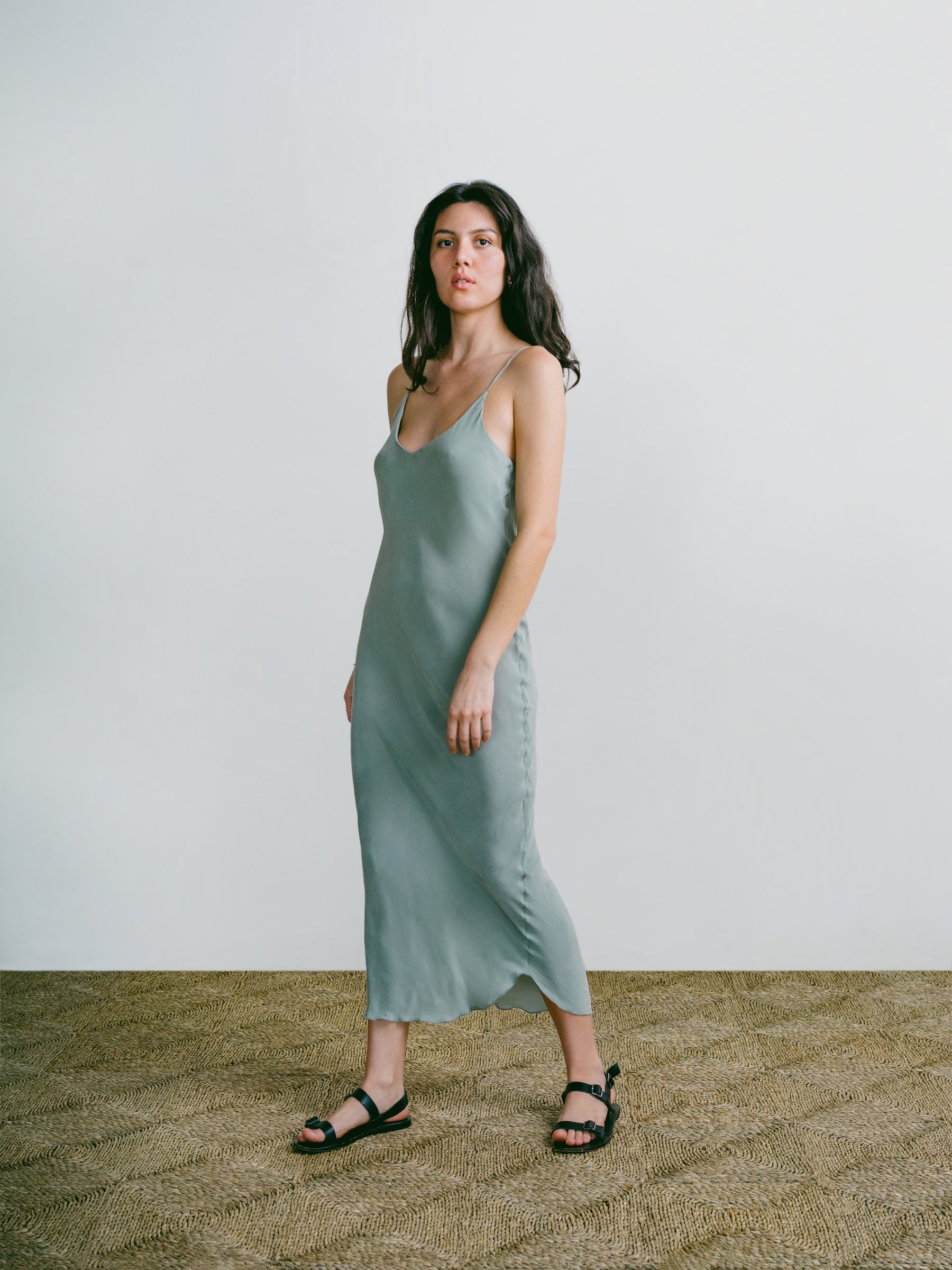 Anaise Slip Dress, Japanese Cupro, Meadow